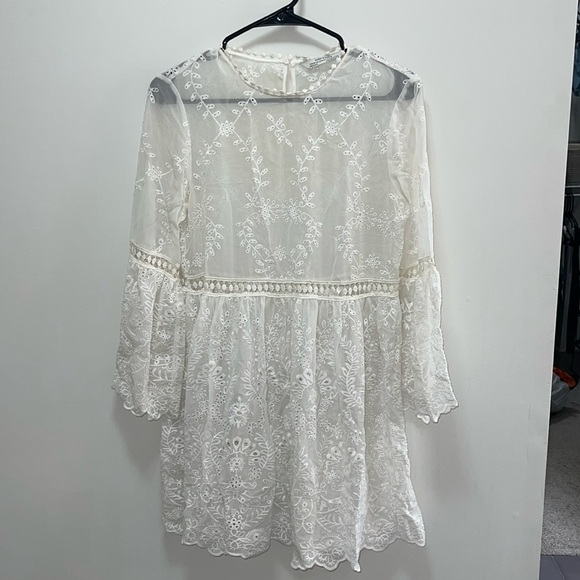 Zara | Dresses | Zara Sheer White Dress | Poshmark